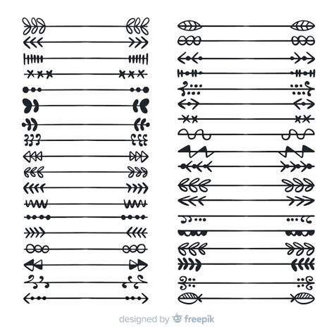 손으로 그린 잉크 브러시 컬렉션 무료 벡터