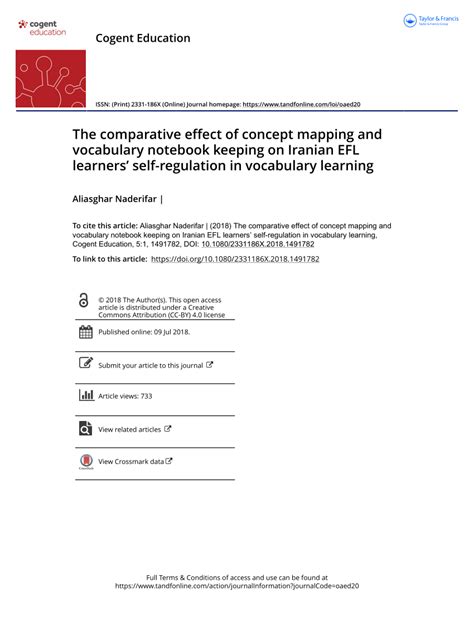 Pdf The Comparative Effect Of Concept Mapping And Vocabulary Notebook Keeping On Iranian Efl