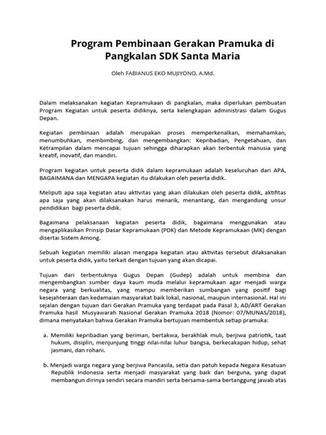 Program Pembinaan Gerakan Pramuka Di Gugus Depan Pdf