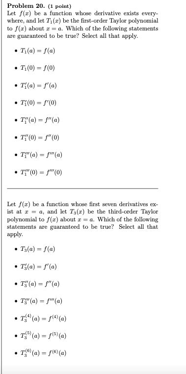 Solved By An Expert Problem 20 1 ﻿point Let F X Be ﻿a Function Whose