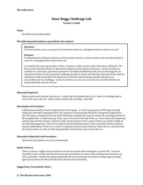 Dune Buggy Challenge Lab The Physics Classroom