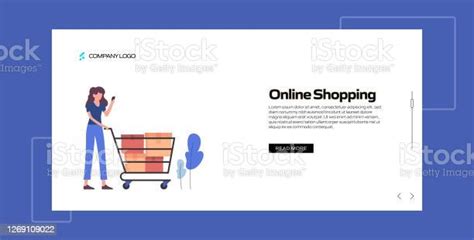 방문 페이지 템플릿 웹 사이트 배너 광고 및 마케팅 자료 온라인 광고 비즈니스 프레젠테이션 등에 대한 온라인 쇼핑 개념 벡터 일러스트레이션 Po에 대한 스톡 벡터 아트 및