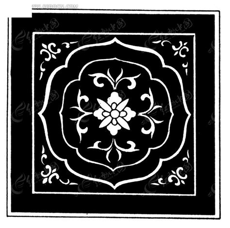 中国古典图案 花朵和卷曲纹构成的方形图案ai素材免费下载红动中国