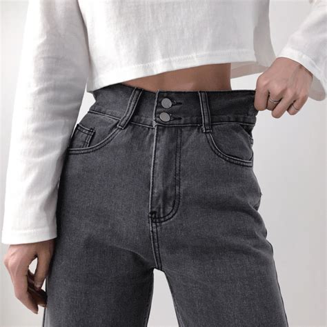 허리쏙뒷밴딩 하이웨스트 투버튼 여유 일자 와이드 청바지 데님 팬츠 4col 에이블리