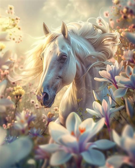 Crocus Set 3 Majestic Friesian In Springtime Meadows