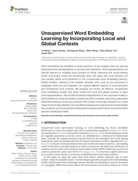 Pdf Unsupervised Word Embedding Learning By Incorporating Local And
