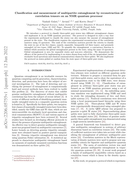 Pdf Classification And Measurement Of Multipartite Entanglement By