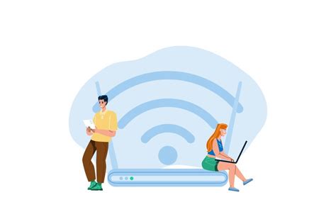 Man And Woman Wireless Connection To Wi Fi Vector