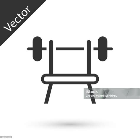흰색 배경에 분리 된 바벨 아이콘회색 벤치 체육관 장비 보디 빌딩 파워 리프팅 피트 니스 개념 벡터 건강한 생활방식에 대한 스톡 벡터 아트 및 기타 이미지 Istock