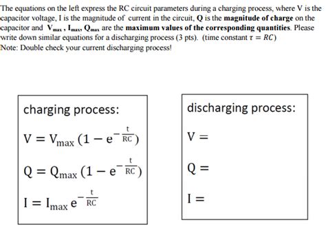 Solved The Equations On The Left Express The Rc Circuit