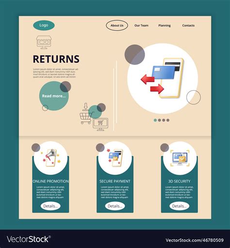 Returns Flat Landing Page Website Template Online Vector Image