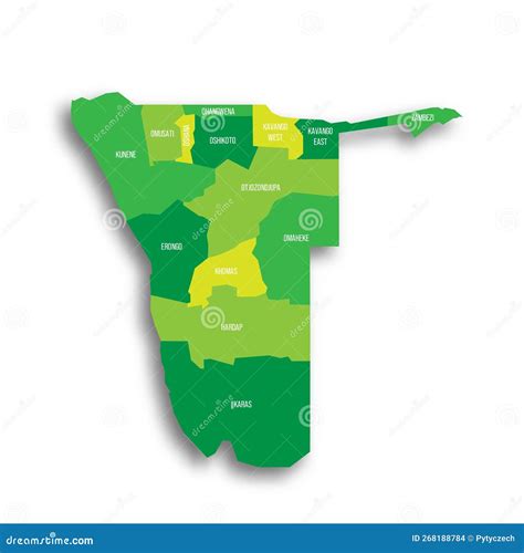 Namibia Political Map Of Administrative Divisions Vector Illustration 268188784