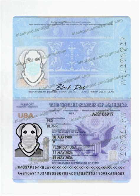 Usa Passport Psd Template New V3 Blank Psd