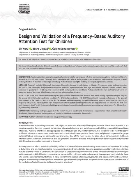 Pdf Design And Validation Of A Frequency Based Auditory Attention