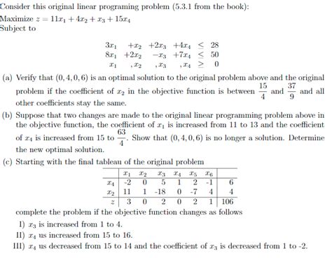 Solved Consider This Original Linear Programing Problem