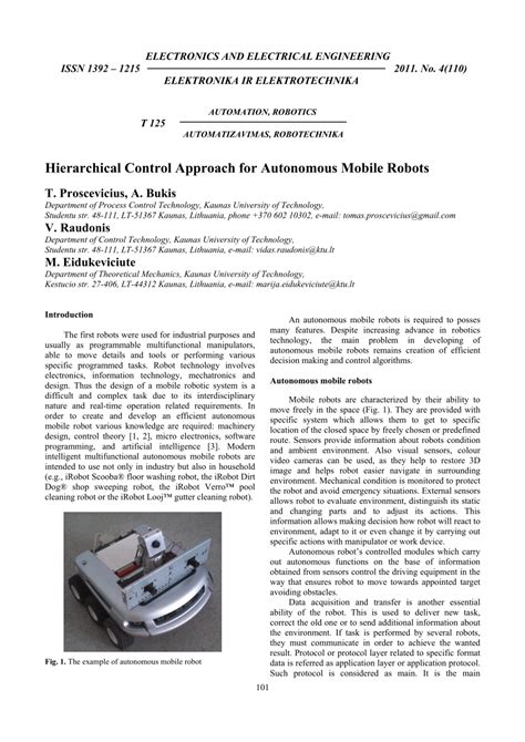 Pdf Hierarchical Control Approach For Autonomous Mobile Robots