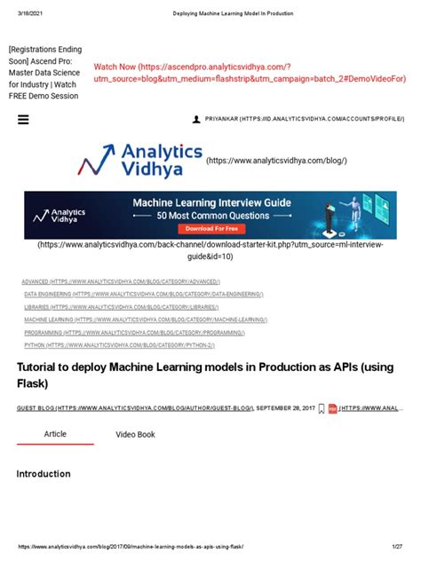 Deploying Ml Production Flask Api Pdf Machine Learning Web Application