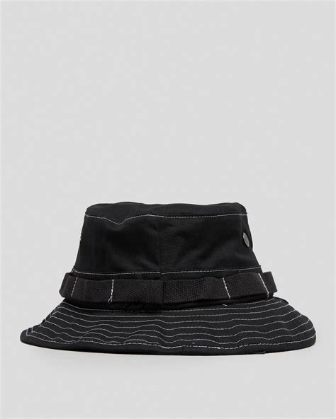 Stussy Contrast Topstitch Boonie Bucket Hat In Black Free Shipping