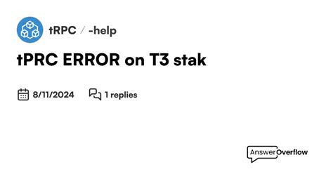 Tprc Error On T3 Stak Trpc