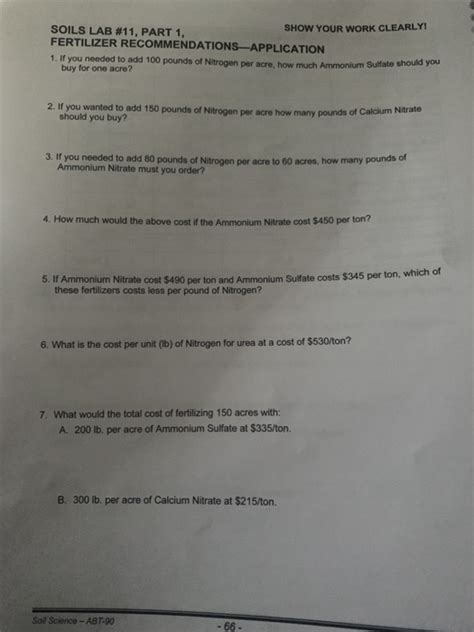 Solved SOILS LAB 11 PART 1 SHOW YOUR WORK CLEARLY Chegg Com