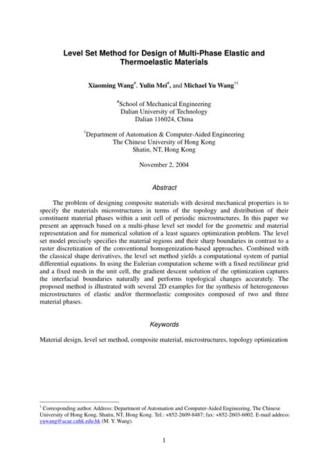 Pdf Level Set Method For Design Of Multi Phase Elastic And Thermoelastic Materials
