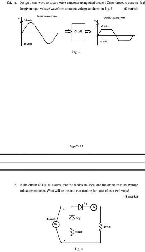 solved q5 a design a sine wave to square wave converter using ideal