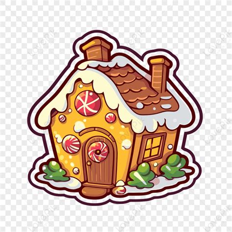 만화 일러스트 클립 아트 삽화 진저 브레드 하우스 집 스티커 벡터상표 Png 일러스트 무료 다운로드 Lovepik