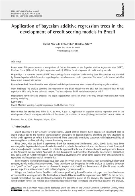 Pdf Application Of Bayesian Additive Regression Trees In The Development Of Credit Scoring