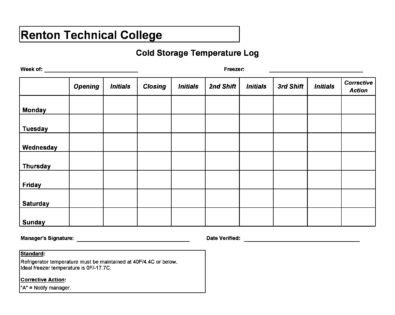 40 Printable Temperature Log Sheets Word Excel Pdf