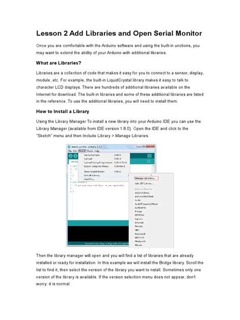 Lesson 2 Add Libraries And Open Serial Monitor Pdf Arduino Zip File Format
