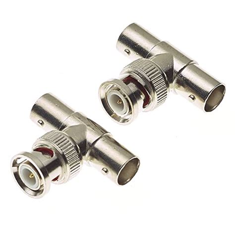Bnc Plug To 2x Sockets Tee Adaptor 50 Ohm 3 Way T Type Dual Female Coax Adapter Connector