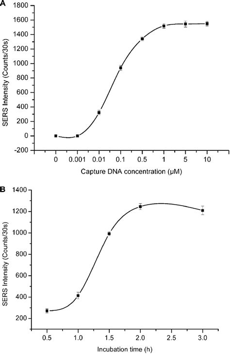 A Sers Signal Intensity With Different Concentrations Of Aminated Dna