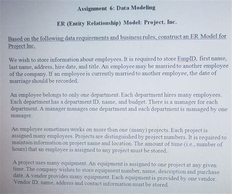 Solved Assignment Data Modeling ER Entity Relationship Chegg