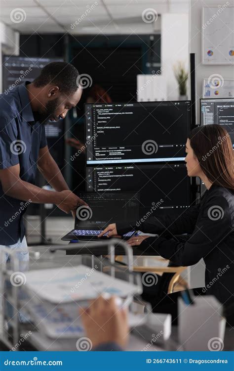 Diverse Team Of App Developers Talking About Programming Stock Image Image Of Admin Agency