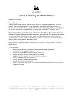 Statistical Sampling For Internal Auditors Statistical Sampling For Internal Auditors Pdf