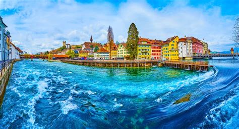 Wasserturm Medieval Tower And The Covered Kapellbrucke Bridge In