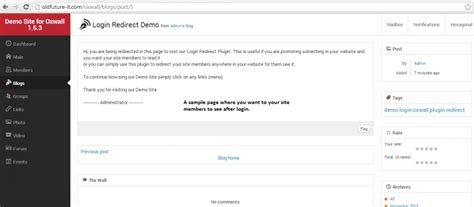 Login Redirect Oxwall Plugin