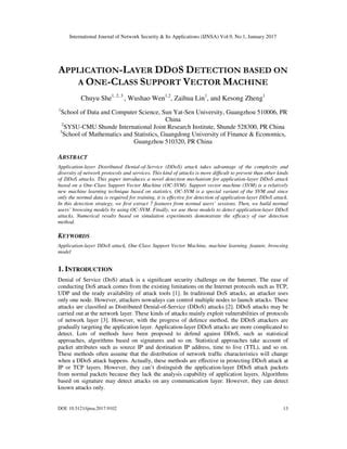 APPLICATION LAYER DDOS DETECTION BASED ON A ONE CLASS SUPPORT VECTOR