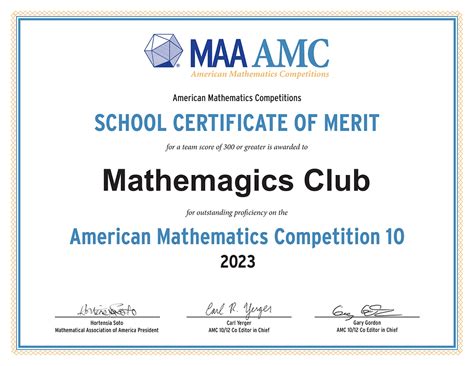Mathemagics Club Qualified For The 2023 Amc 10 Certificate Of Merit