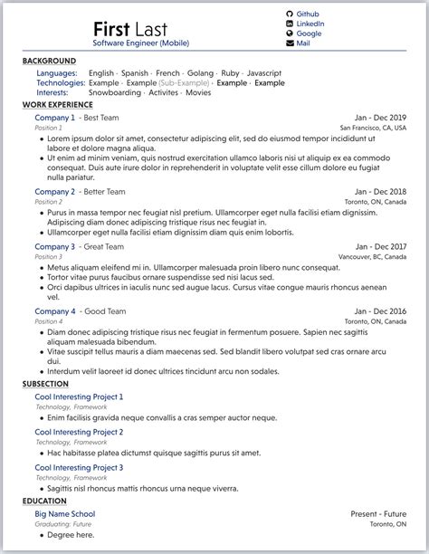 Overleaf Resume Template For Software Engineer