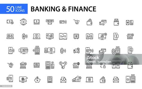 50 은행 및 금융 픽셀 완벽한 편집 가능한 스트로크 라인 아트 아이콘 아이콘에 대한 스톡 벡터 아트 및 기타 이미지 아이콘 휴대전화 휴대용 통신 기기 Istock
