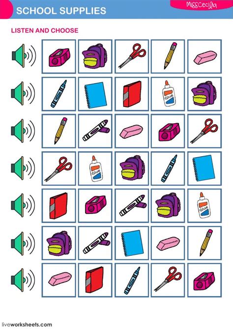 School Objects Interactive And Downloadable Worksheet You Can Do The