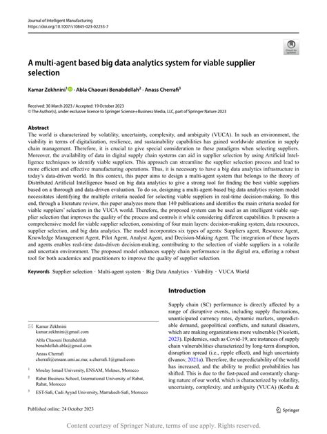 a multi agent based big data analytics system for viable supplier
