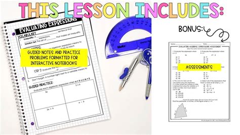 Evaluating Algebraic Expressions Notes To The Square Inch