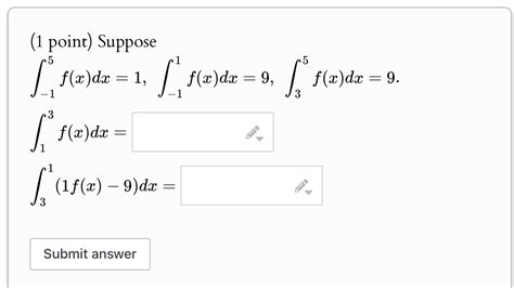 Solved 1 Point Suppose Int 15 Fxdx1 Int 11