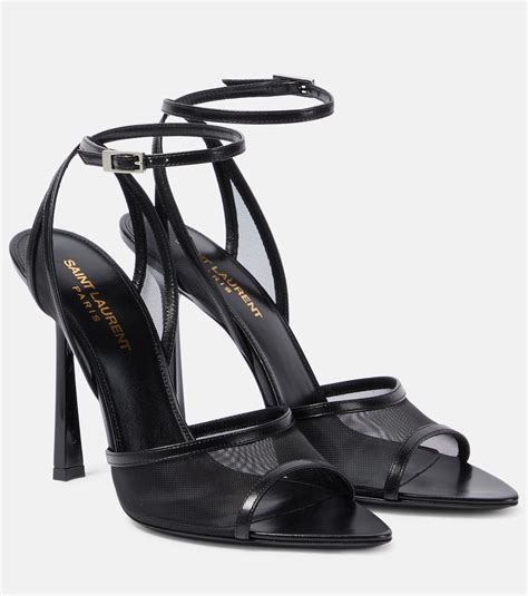 Missy 110 Leather Trimmed Mesh Sandals In Black Saint Laurent Mytheresa