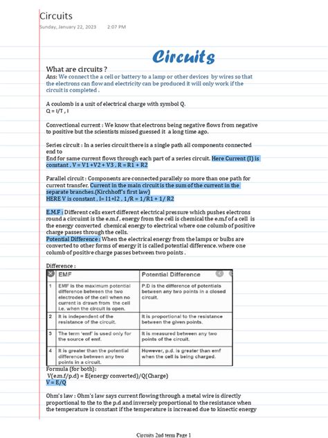Circuits Pdf Electrical Resistance And Conductance Series And Parallel Circuits