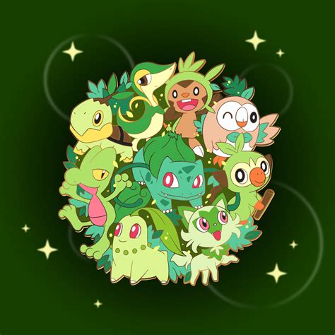 Grass Starters Pokemon Evolution Enamel Pin Shinnoyume