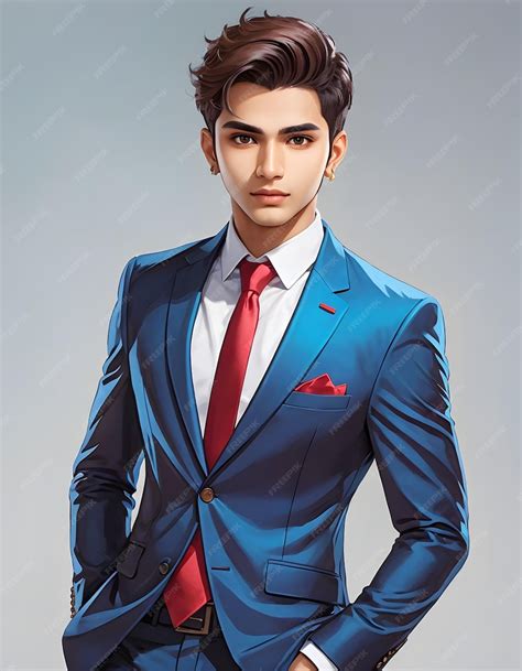 A Catoon Man Wearing Suit And Posing For Camera Premium Ai Generated Image