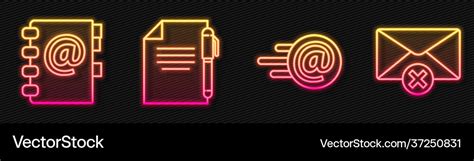 Set Line Mail And E Mail Address Book Document Vector Image